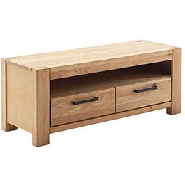 Lowboard MCA LIVING "Silias TV-Lowboard", beige (naturfarben), B:130cm H:52cm T:50cm, Holzwerkstoff, Massivholz, Sideboards, Schubkastenführung gedämpft