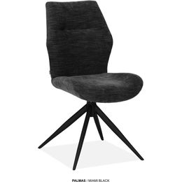 Esszimmerstuhl OMG DESIGN "Palmas", schwarz, schwarz, B:49cm H:91,5cm T:63,5cm, Polyester, Stühle, Drehstuhl mit auto-return, Moderner Bezug