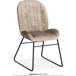 Esszimmerstuhl OMG DESIGN "Canberra", mist, schwarz, B:51cm H:93,5cm T:63cm, Polyester, Stühle, Esszimmerstuhl, pflegeleichter Samtvelour Bezug