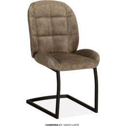 Esszimmerstuhl OMG DESIGN "Canberra", latte, schwarz, B:51cm H:95,5cm T:63cm, Polyester, Stühle, Esszimmerstuhl, pflegeleichter Samtvelour Bezug