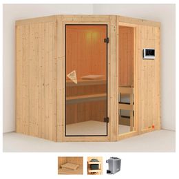 Sauna Karibu "Frigga 2", beige (naturbelassen), Saunaofen, externe Steuerung, 9 kW, Saunen, Ofen 9 KW externe Strg easy