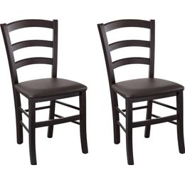 Esszimmerstuhl Home Affaire "Super Paesana", braun (wenge, braun, wenge), B:44cm H:87cm T:49cm, Kunstleder, Stühle, Buche Massivholz mit Kunstlederbezug