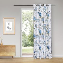 Vorhang GERSTER "Benita" Gr. 1, bunt (blau, grün, weiß), B:145cm H:245cm, Polyester, Gardinen, SB-Ösenschal "Benita"