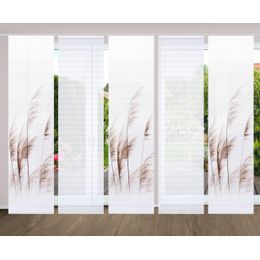 Schiebegardine HOME IN GREEN "PAMILO" Gr. 1, beige (naturfarben), B:60cm H:245cm, Polyester, Gardinen, SET DIGITALDRUCK,BAMBUSOPTIK RECYCELT