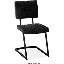 Esszimmerstuhl OMG DESIGN "Turijn", schwarz, schwarz, B:47cm H:88cm T:64,5cm, Polyester, Stühle, moderner Bezug, bequem gepolstert