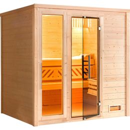 Sauna Weka "Bergen", beige (natur), Bio-Ofen, externe Steuerung, 7,5 kW, Saunen, 7,5 kW Bio-Ofen mit digitaler Steuerung