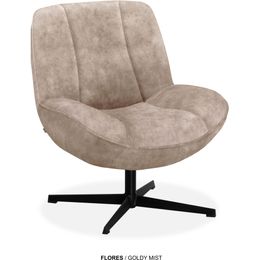 Esszimmerstuhl OMG DESIGN "Flores", mist, schwarz, B:70cm H:91,5cm T:80cm, Polyester, Stühle, bequemer Sessel, mit Drehgestell