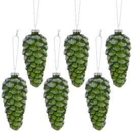 Christbaumschmuck "Glashänger Zapfen", grün, B:5,5cm H:12,5cm, LeGer Home by Lena Gercke, Weihnachtsbaumschmuck, mit Glitzereffekt