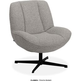Esszimmerstuhl OMG DESIGN "Flores", rhino, schwarz, B:70cm H:91,5cm T:80cm, Polyester, Stühle, bequemer Sessel, mit Drehgestell