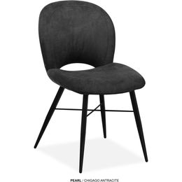 Esszimmerstuhl OMG DESIGN "Pearl", anthrazit, schwarz, B:50cm H:86cm T:62cm, Polyester, Stühle, Esszimmerstuhl, pflegeleichter Bezug