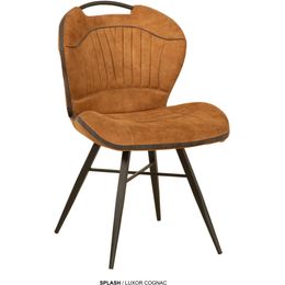 Esszimmerstuhl OMG DESIGN "Splash", cognac, schwarz, B:54cm H:87cm T:62cm, Polyester, Stühle, Esszimmerstuhl, pflegeleichter Bezug, mit Handgriff