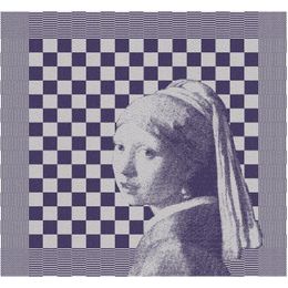 Geschirrtuch DDDDD "Girl with a pearl", blau (blau, beige), 6 Stk., 100 % Baumwolle, 100% Baumwolle, Geschirrtücher