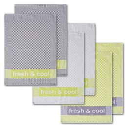 Geschirrtuch Dyckhoff "Fresh & Cool, Maße je Tuch ca. 50x70 cm", grün (grün, grau), B:50cm L:70cm, 100% Baumwolle, Geschirrtücher, mit drei verschiedenen Motiven