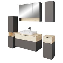 Badmöbel-Set SAPHIR "Quickset 394", grau (quarzgrau matt), Kastenmöbel-Sets