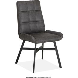 Esszimmerstuhl OMG DESIGN "Brisbane", anthrazit, schwarz, B:51cm H:93cm T:61,5cm, Polyester, Stühle, Esszimmerstuhl, pflegeleichter Bezug