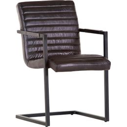 Freischwinger GUTMANN FACTORY "Barcelona", grau (grau, messing schwarz lackiert), B:52cm H:87cm T:64cm, Leder, Stühle, in Leder