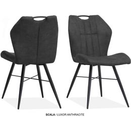 Esszimmerstuhl OMG DESIGN "Scala", anthrazit, schwarz, B:51cm H:90,5cm T:61cm, Polyester, Stühle, Esszimmerstuhl, pflegeleichter Bezug