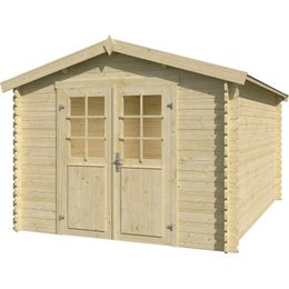 Gartenhaus Lasita Maja "NORAH 380", beige (naturbelassen), ohne Fußboden, ohne Dacheindeckung, Holzwerkstoff, Gartenhäuser