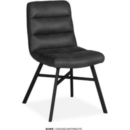 Esszimmerstuhl OMG DESIGN "Bowie", anthrazit, schwarz, B:49,5cm H:88cm T:66,5cm, Polyester, Stühle, Esszimmerstuhl, pflegeleichter Bezug