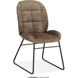 Esszimmerstuhl OMG DESIGN "Canberra", latte, schwarz, B:51cm H:93,5cm T:63cm, Polyester, Stühle, Esszimmerstuhl, pflegeleichter Samtvelour Bezug