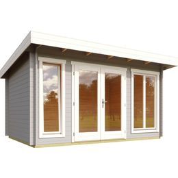 Gartenhaus Lasita Maja "DORSET", grau (lichtgrau), Fußboden im Gartenhaus, Massivholzdach, Holzwerkstoff, Gartenhäuser