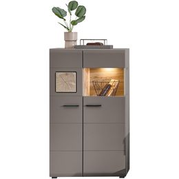 Vitrine Innostyle "FUN PLUS II", blau (basalt), B:80cm H:139cm T:37cm, FSC-zertifizierter Holzwerkstoff, Schränke, Glastür, Holztür, 10 Fächer, Softclose, ABS Kantenschutz