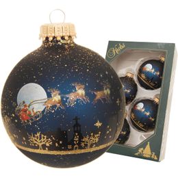 Weihnachtsbaumkugel KREBS GLAS LAUSCHA "Midnight before Christmas", blau (dunkelblau), Ø:7cm, Glas, Weihnachtsbaumkugeln, Weihnachtsdeko, Christbaumschmuck, Christbaumkugeln aus Glas