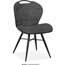 Esszimmerstuhl OMG DESIGN "Splash", anthrazit, schwarz, B:54cm H:87cm T:62cm, Polyester, Stühle, Esszimmerstuhl, pflegeleichter Bezug, mit Handgriff