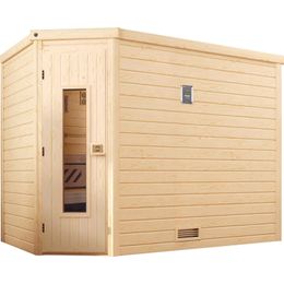 Sauna Weka "Turku", beige (natur), Bio-Ofen, externe Steuerung, 7,5 kW, Saunen, 7,5 kW Bio-Ofen mit digitaler Steuerung
