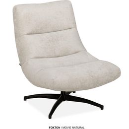 Esszimmerstuhl OMG DESIGN "Foxton", natural, schwarz, B:77,5cm H:88,5cm T:92,5cm, Polyester, Stühle, bequemer Sessel, mit Drehgestell