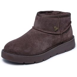 Winterboots Skechers "KEEPSAKES COZY-COZY MINI", Damen, Gr. 37, dunkelbraun, Veloursleder, Schuhe Winterboots, Snowboots, Schlupfstiefel mit Plateausohle