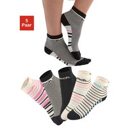 Kurzsocken Bench., Damen, Gr. 35-38, bunt (bunt, gestreift), Baumwolle, Elasthan, Polyamid, gestreift, elastisch, Socken, im Streifendesign