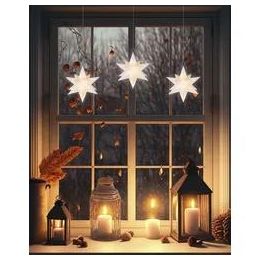 GALAXY LED Stern "3er Set schwebende Sterne, RGB LED, beleuchtete Weihnachtsdeko", weiß, 60, Ø 13cm, 3 Stk., Leuchten, Ø 13 cm, Batteriebetrieb, inkl. Fernbedienung