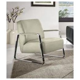 Cocktailsessel W.Schillig "quadroo Designsessel, Loungesessel", beige (sahara s37), B:65cm H:82cm T:82cm, Velourgewebe V41 (100% Polyester);Longlife Xtra-Leder Z59 - Glattleder;Longlife Xtra-Leder Z73 - Glattleder;Stoff S37 (100% Polyester): Luxus-Microfaser in Lederoptik, Sessel, mit bezogenen Armlehnen, Gestell in Chrom glänzend