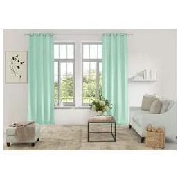 Vorhang my home "Parry" Gr. 1, grün (mint), B:140cm H:145cm, Polyester, Recyceltes Material, Gardinen, 2-er Set, blickdicht, monochrom, basic