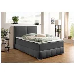 Boxbett OTTO HOME "Wehma", grau (anthrazit), B:150cm L:213cm, Komplettbetten, in H2, H3 & H4 wählbar, inklusive Topper