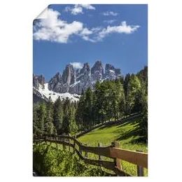 Poster Artland "Villn&ouml;sstal mit Dolomiten, S&uuml;dtirol", gr&uuml;n (farbe bild(er): gr&uuml;n), B:40cm H:60cm, Bilder, Poster, ohne Rahmen