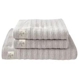 Handtuch Set Dyckhoff "Wecycled", grau (silbergrau), 3, Walkfrottier, Walkfrottier, Obermaterial: 100% Baumwolle, Handtücher, 2 Handtücher (50x100cm), 1 Duschtuch (70x140cm)