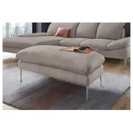Hocker W.Schillig "enjoy&MORE", grau (stone r66), B:106cm H:45cm T:71cm, Chenille-Flachgewebe R66 (85% Polyester, 15% Nylon);Longlife Xtra-Leder Z59: Glattleder mit modischer Prägung. Hautstärke 0, 9 - 1, 1 mm;Stoff S37 (100% Polyester), Hocker, Füße Chrom glänzend, Breite 106 cm