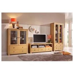Wohnwand Home Affaire "Gotland", beige (natur), Kastenmöbel-Sets, bestehend aus 1 Highboard, 1 TV-Lowboard und 1 Vitrine