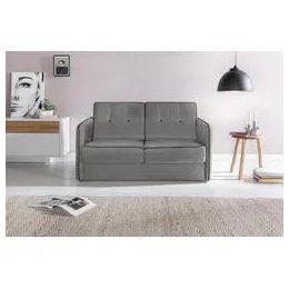 Schlafsofa Home Affaire "Merina", grau (hellgrau), B:147cm H:89cm T:87cm, Luxus-Microfaser (100% Polyester), Sofas, mit zweigeteilter Bettfunktion, Auszug nach vorn, Federkern