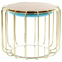 Beistelltisch Kayoom "Pouf Comfortable 110, abnehmbares und wendbares Oberteil", blau (türkis, gold, gold), B:50cm H:45cm T:50cm, Eisen, MDF, Samtbezug, Schaumstoff, Spiegel, Tische, praktisch umzuwandeln in Tisch oder Hocker, mit Spiegelglas