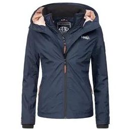 Outdoorjacke Marikoo "Erdbeere", Damen, Gr. XS (34), blau (navy), Oberstoff: 100% Polyester, Futter: 100% Polyester, Wattierung: 100% Polyester, Ärmelfutter: 100% Polyester, clean, tailliert hüftbedeckend, Ärmel ohne Ärmelschlitz Rippstrickbündchen kontrastfarben, Jacken, sportliche Funktionsjacke mit Kapuze