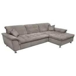 Ecksofa DOMO collection "Franzi Steppung im Sitzbereich B7T/H: 278/162/80 cm, L-Form", grau (taupe), B:278cm H:80cm T:171cm, Flachgewebe (100% Polyester);Chenille (100% Polyester), Sofas, wahlweise mit Bettfunktion, Bettkasten und Kopfteilverstellung