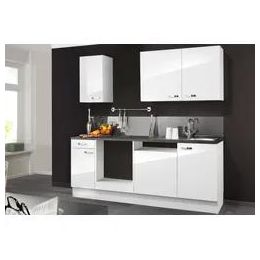 Küchenzeile Optifit "Ole", weiß (küche: weiß, korpus: weiß, arbeitsplatte: anthrazit), B:210cm T:60cm, Komplettküchen-Sets, ohne E-Geräte, Breite 210 cm