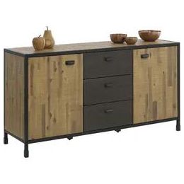 Sideboard Home Affaire "Soho", schwarz (natur, schwarz), B:150cm H:80cm T:45cm, Sideboards, Kommode, Breite 150 cm