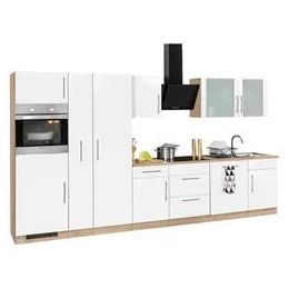 Wiho-Küchen Küchenzeile WIHO KÜCHEN "Cali", weiß (küche: braun, korpus: sonoma eiche nachbildung, arbeitsplatte: sonoma eiche nachbildung), B:360cm T:60cm, Komplettküchen-Sets, mit E-Geräten, Breite 360 cm