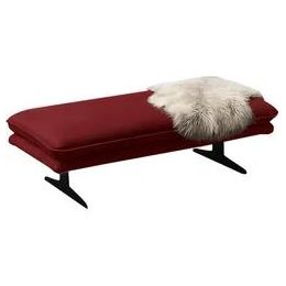 Polsterhocker W.Schillig "broadway", rot (ruby rot z59), B:145cm H:43cm T:71cm, Longlife Xtra-Leder Z59: Glattleder mit modischer Prägung. Hautstärke 0, 9 - 1, 1 mm, Hocker, Füße in Schwarz pulversbeschichtet