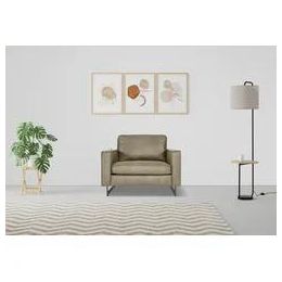 Loveseat Places of Style "Pinto 105 cm, Cord, Chenille, Lederoptik", beige, B:105cm H:85cm T:97cm, Luxus-Microfaser in Lederoptik (100% Polyester, ;Cord (92% Polyester, 8% Polyamide), Sessel, mit Keder, Metallfüßen und auch in Cord Bezug erhältlich
