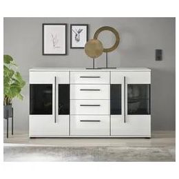 Sideboard Inosign "Cantara, moderner Schrank, Kommode in Eiche Evoke oder weiß", weiß, Sideboards, schwarze Stangengriffe, ausreichend Stauraum, vielseitig einsetzbar